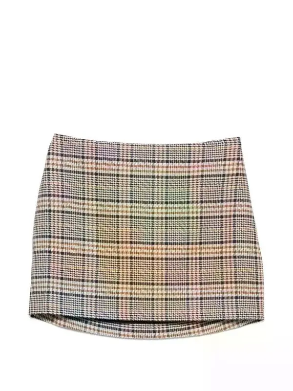 ANINE BING Check Pattern Mini Skirt