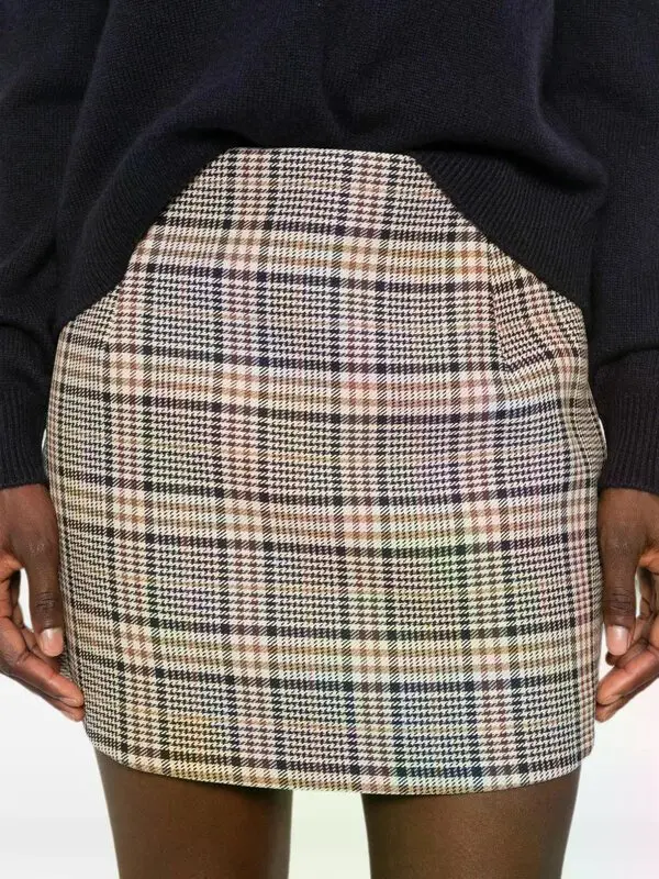 ANINE BING Check Pattern Mini Skirt