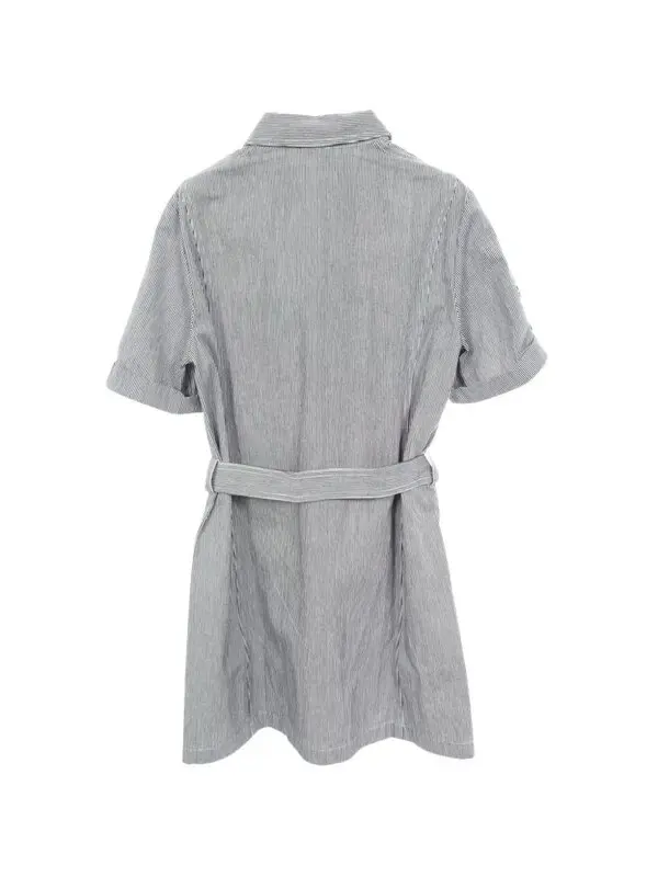 Celine Striped Cotton Mini Dress With Belt - Blue