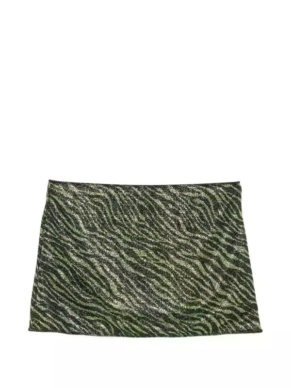Oseree Zebra Print Metallic Mini Skirt - Green