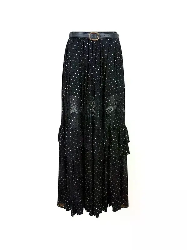 SELF-PORTRAIT Metallic Fil-coupé Lace-trimmed Maxi Skirt