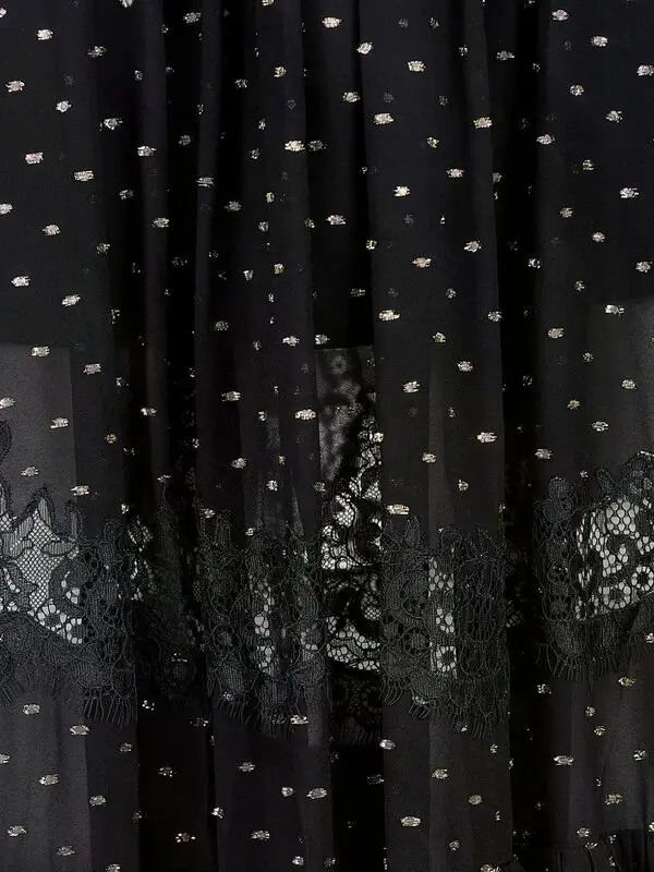 SELF-PORTRAIT Metallic Fil-coupé Lace-trimmed Maxi Skirt