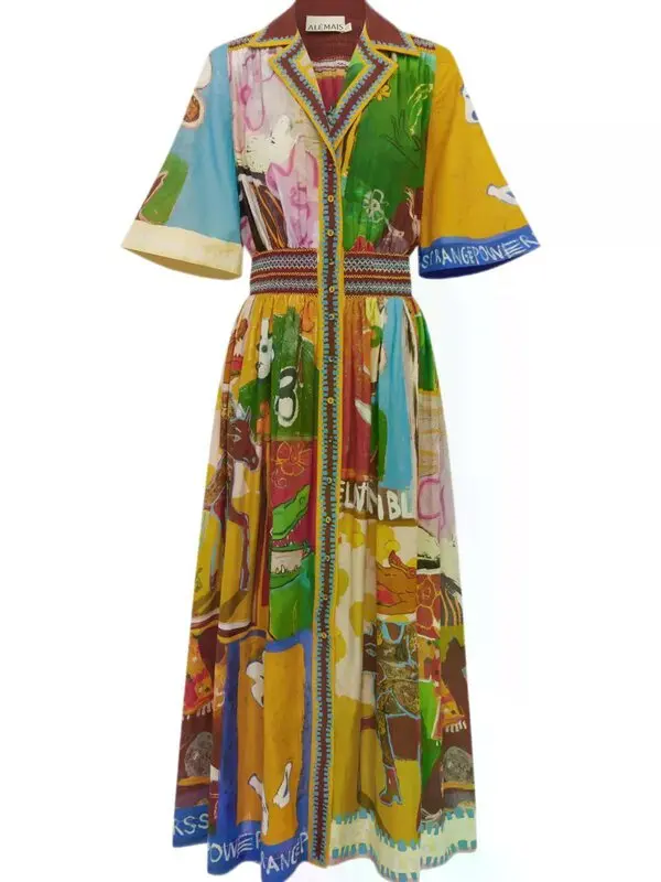 ALEMAIS Alemas Graphic-print Button-down Maxi Dress