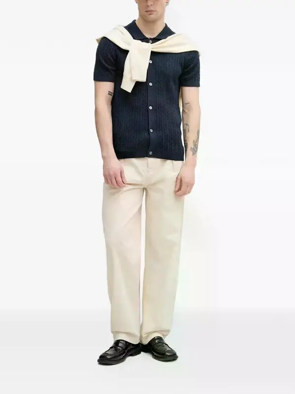 JOOP! Tristao Chevron-knit Short-sleeve Shirt - Blue