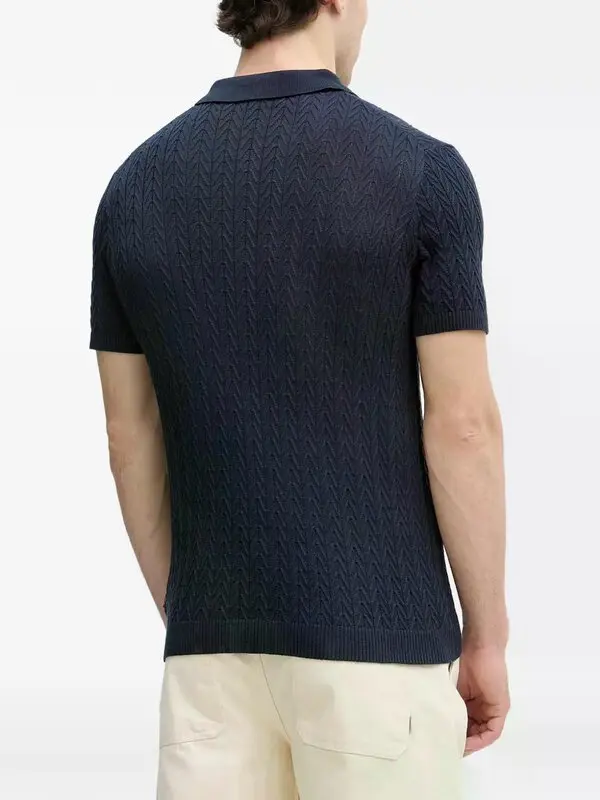 JOOP! Tristao Chevron-knit Short-sleeve Shirt - Blue