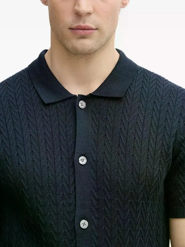 JOOP! Tristao Chevron-knit Short-sleeve Shirt - Blue