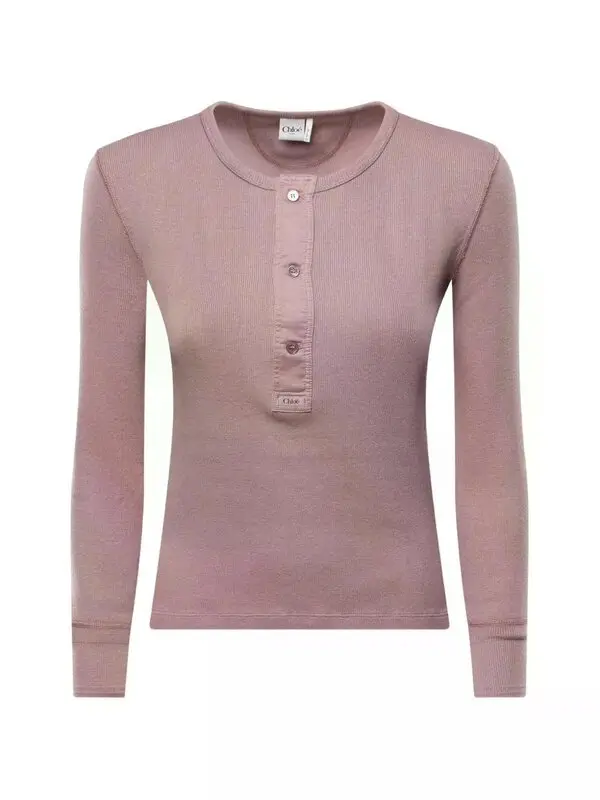 Chloé Ribbed-knit Long-sleeve T-shirt - Pink