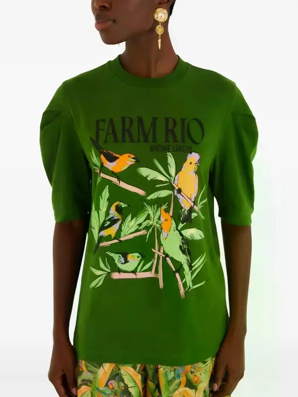 Farm Rio Puff Sleeve Graphic T-shirt - Green