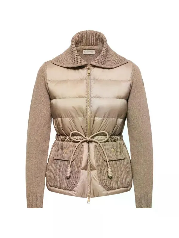 Moncler Quilted Drawstring Waist Cardigan - Neutrals