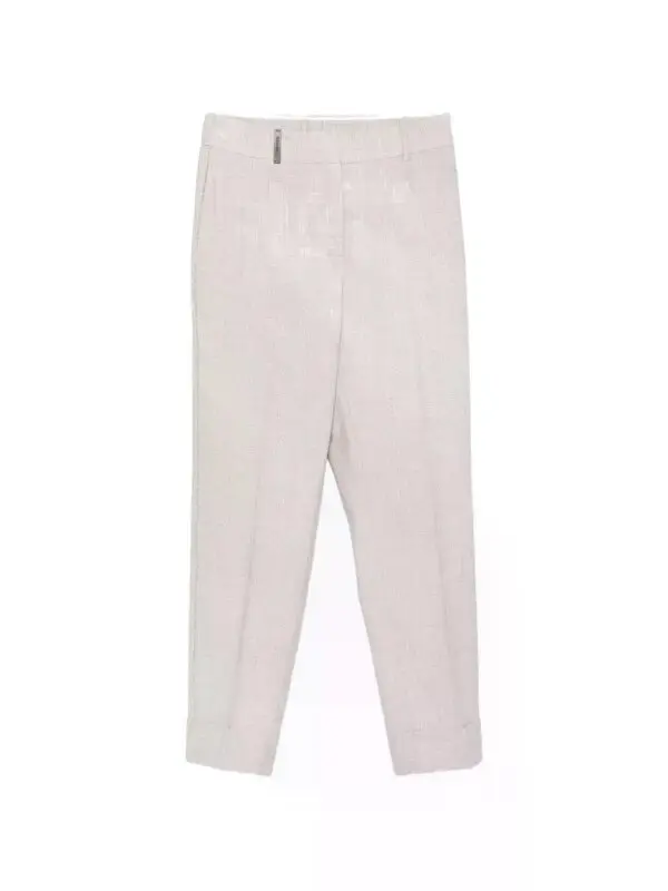 Peserico Houndstooth Belted Trousers - Neutrals