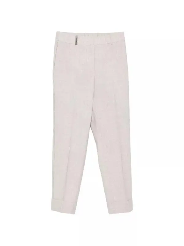 Peserico Houndstooth Belted Trousers - Neutrals