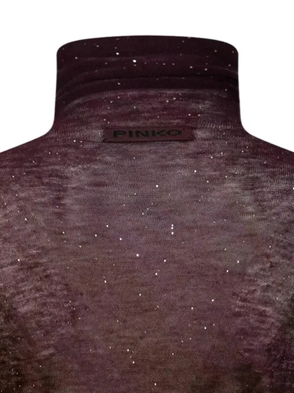 Pinko Rhinestone Embellished Roll Neck Sweater