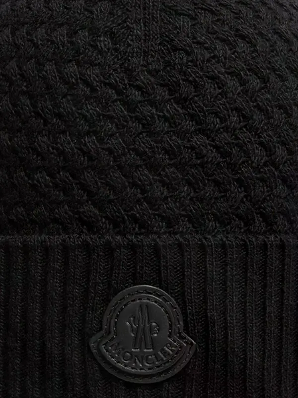 Moncler Logo Patch Beanie Hat