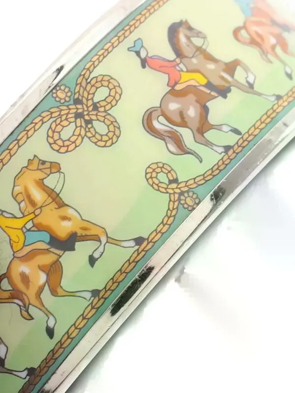 Hermès Gm Emaile Bangle Bracelet With Horse Motif
