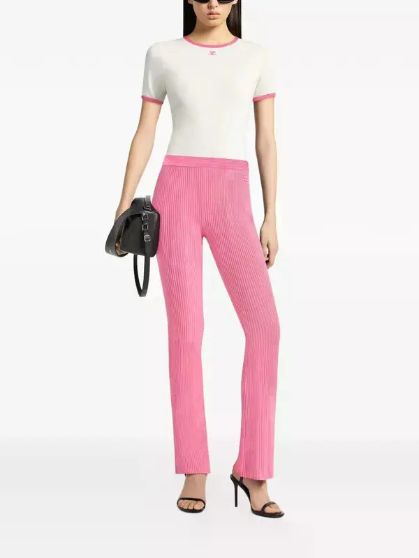 COURREGES Ribbed-knit Flared Trousers - Pink