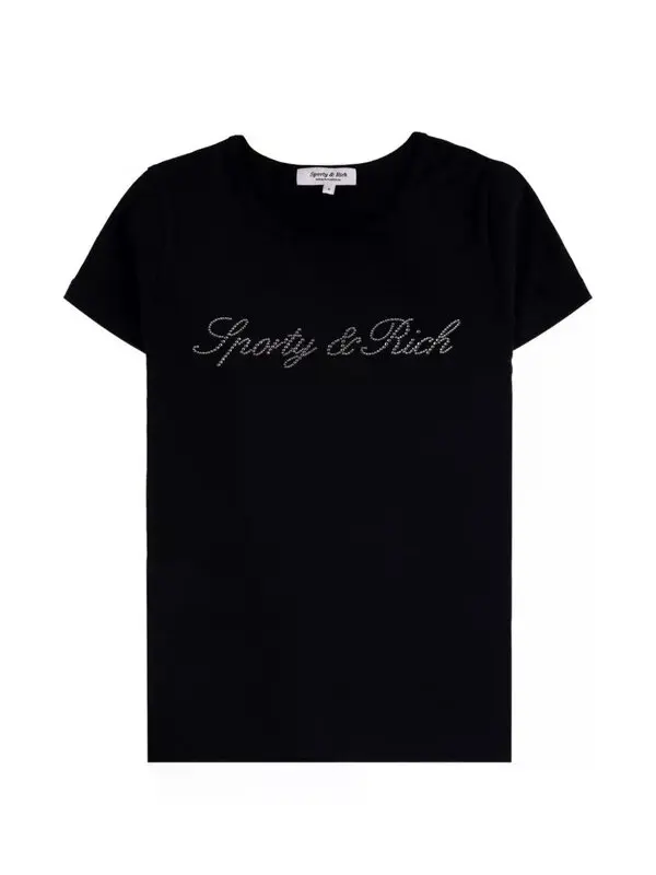 SPORTY & RICH Logo-embellished Cotton T-shirt - Black