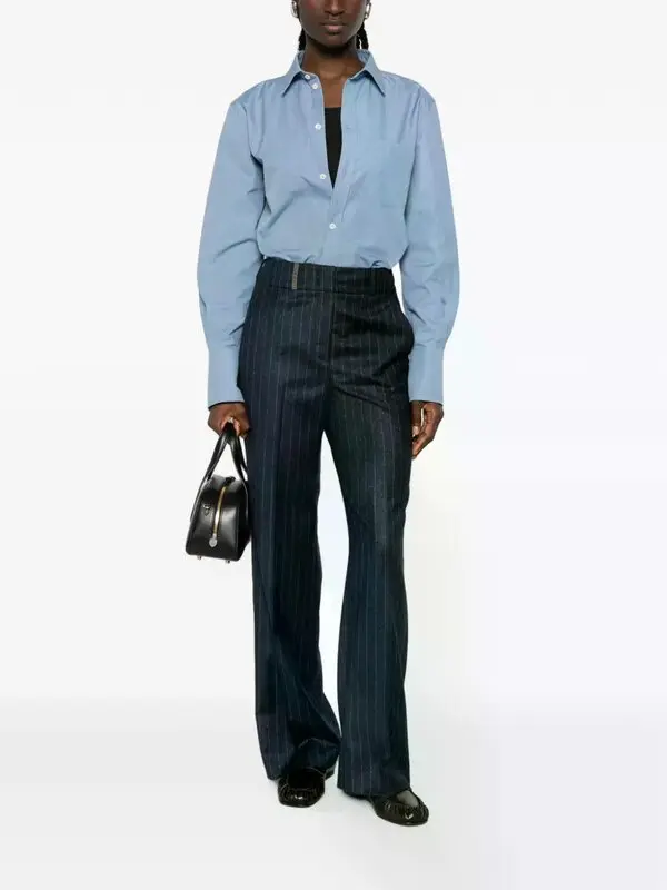 Peserico Navy Pinstripe Tailored Trousers