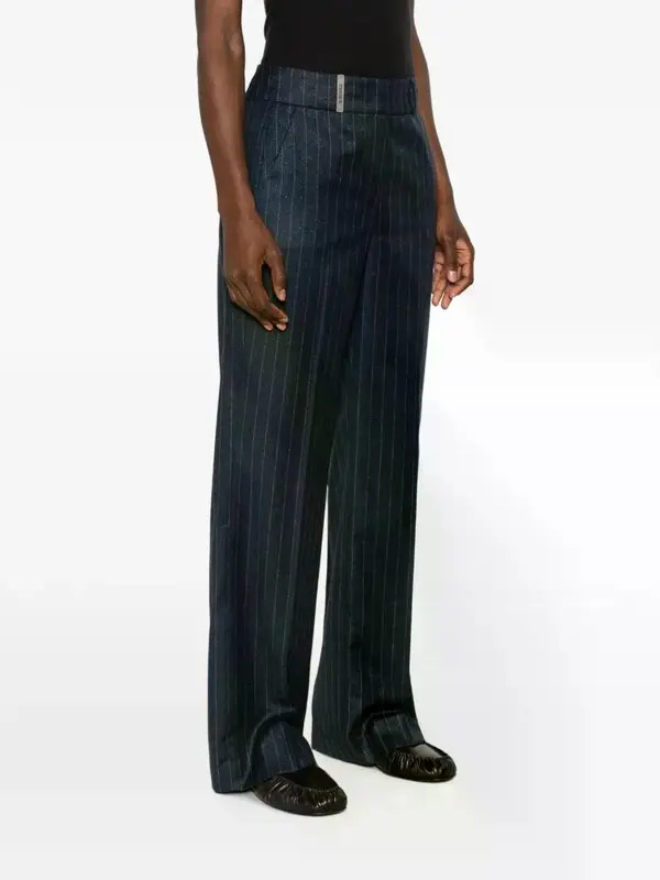 Peserico Navy Pinstripe Tailored Trousers