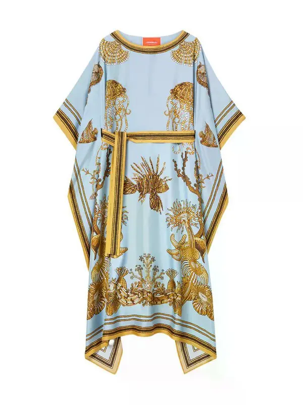 La DoubleJ Sea-life Print Kaftan - Blue