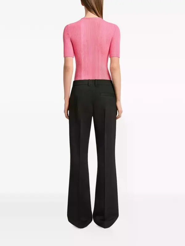 COURREGES Ribbed-knit Polo Shirt With Vinyl Trim - Pink