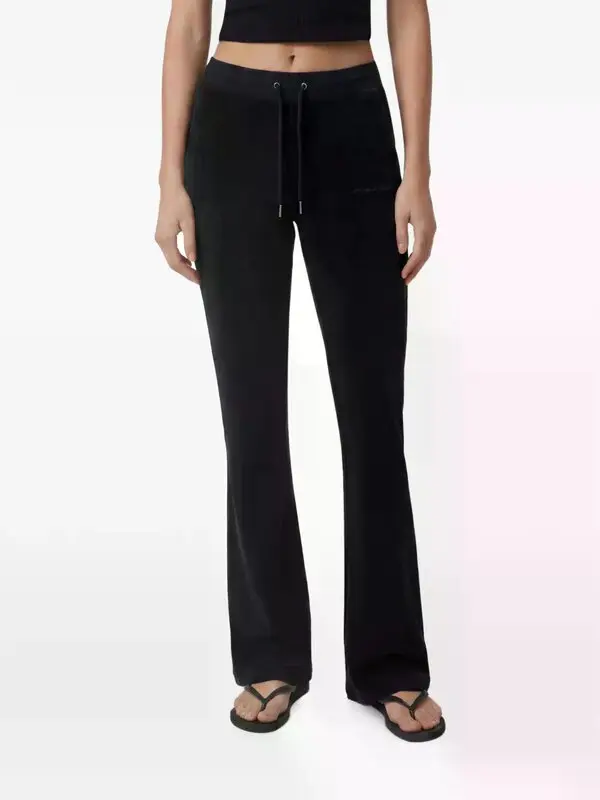 SPORTY & RICH Logo-embellished Velour Track Pants