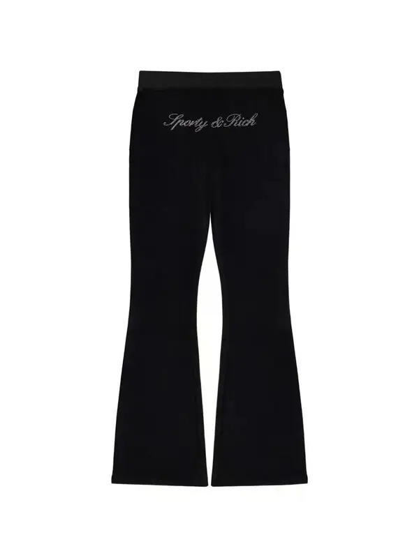 SPORTY & RICH Logo-embellished Velour Track Pants