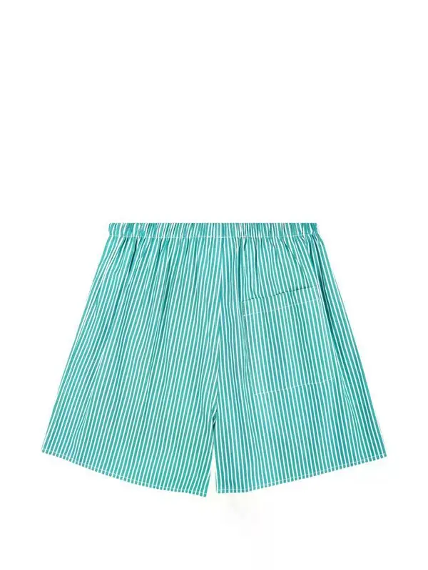 SPORTY & RICH Crest Striped Cotton Shorts