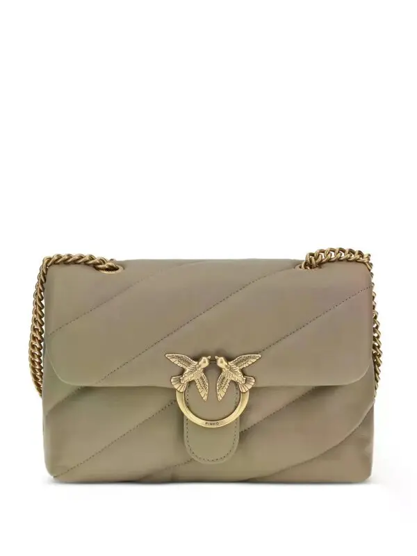 Pinko Love Bag Quilted Leather Shoulder Bag - Grey