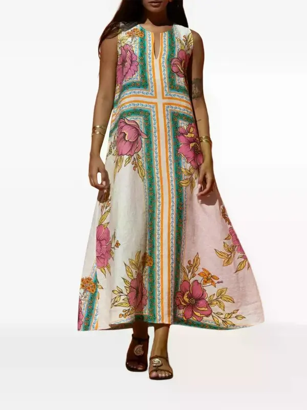 NEMA Amalfi Tide Sleeveless Maxi Dress - Neutrals