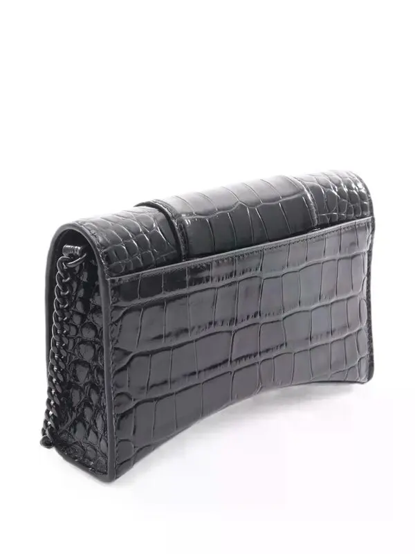 Balenciaga Hourglass Croc-embossed Chain Shoulder Bag