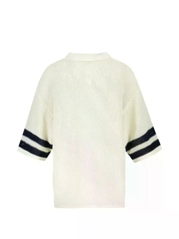 Kenzo Crochet-knit Striped Polo Shirt - Neutrals