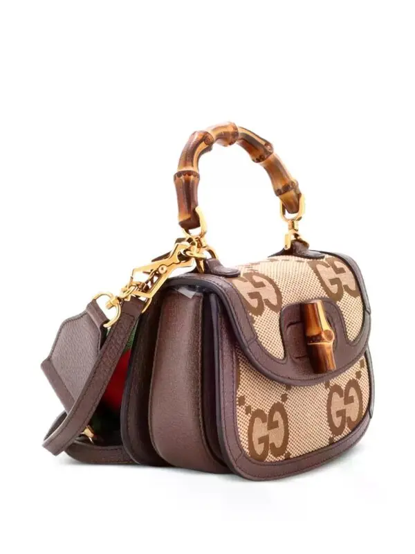 Gucci Bamboo 1947 Jumbo Gg Canvas Mini Crossbody Bag - Brown