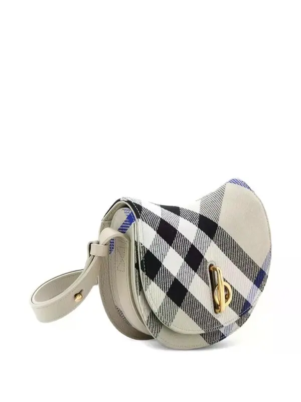 Burberry Rocking Horse Shoulder Bag Check Jacquard With Leather Mini Crossbody Bag - Neutrals