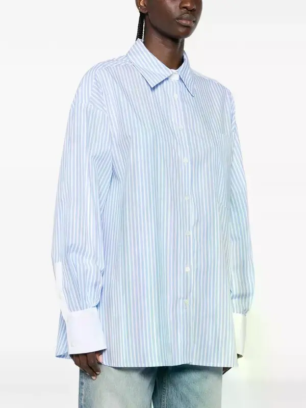 VICOLO Vertical Stripe Contrast Cuff Shirt