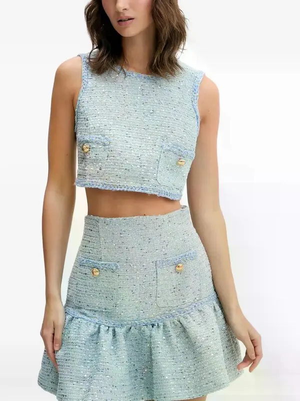 Bardot Elina Cropped Bouclé Tank Top