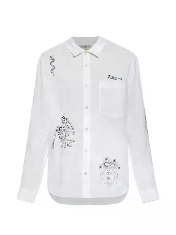 ALLSAINTS Terror Graphic-print Linen Shirt