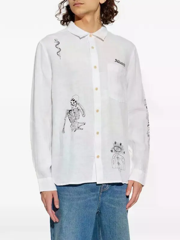 ALLSAINTS Terror Graphic-print Linen Shirt