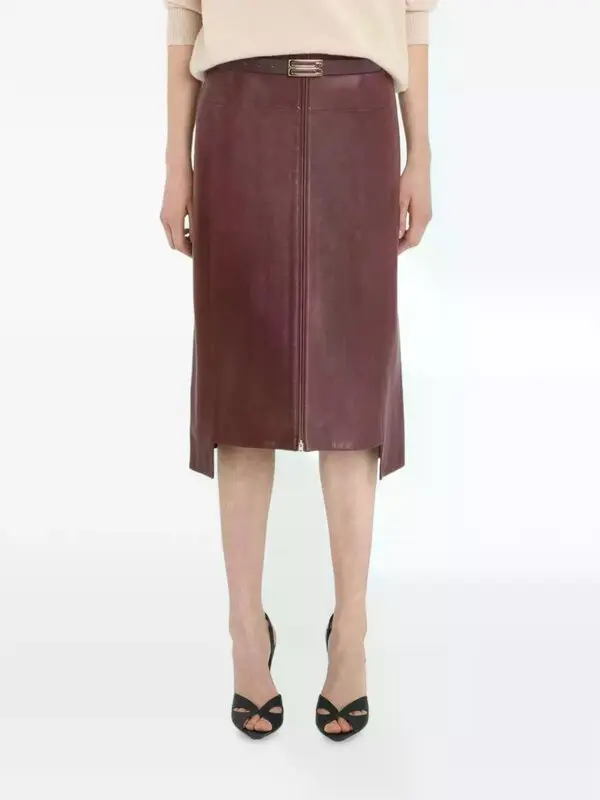 Victoria Beckham Leather Asymmetric Midi Skirt