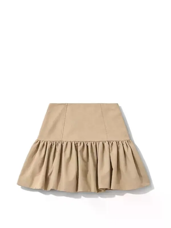 GANNI Pinstripe Ruffled Mini Skirt - Neutrals