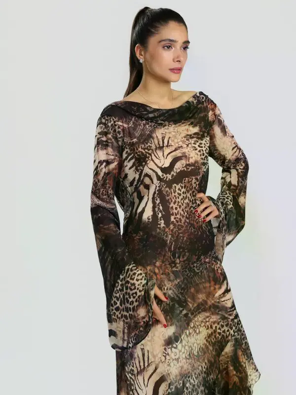 MIAU BY CLARA ROTESCU Animal-print Maxi Dress