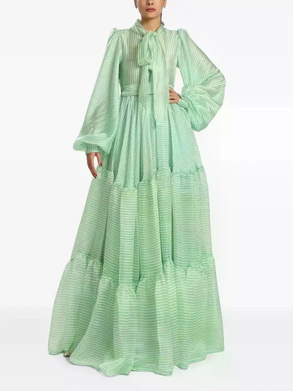MIAU BY CLARA ROTESCU Striped Maxi Dress - Green
