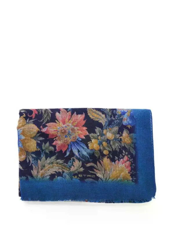 Etro Cashmere Floral-print Scarf - Blue