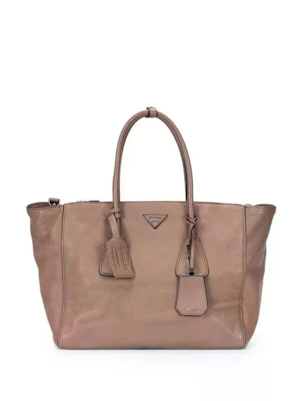 Prada Logo Plaque Tote Bag