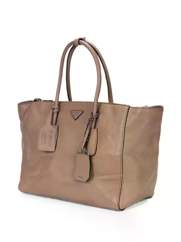Prada Logo Plaque Tote Bag