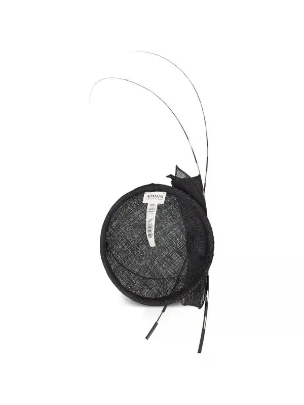 Giorgio Armani Spiral-print Feathered Fascinator Hat - Black
