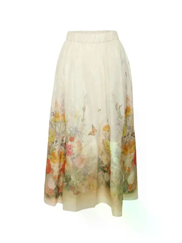 Zimmermann Tranquillity Floral-print Skirt - Neutrals