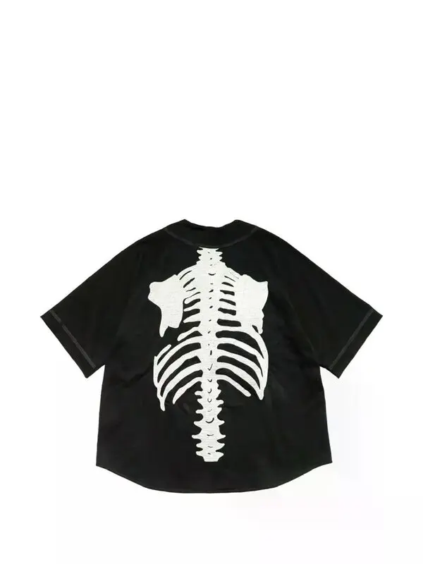 Kapital Bones-embroidered Oversized Baseball Jersey Shirt - Black