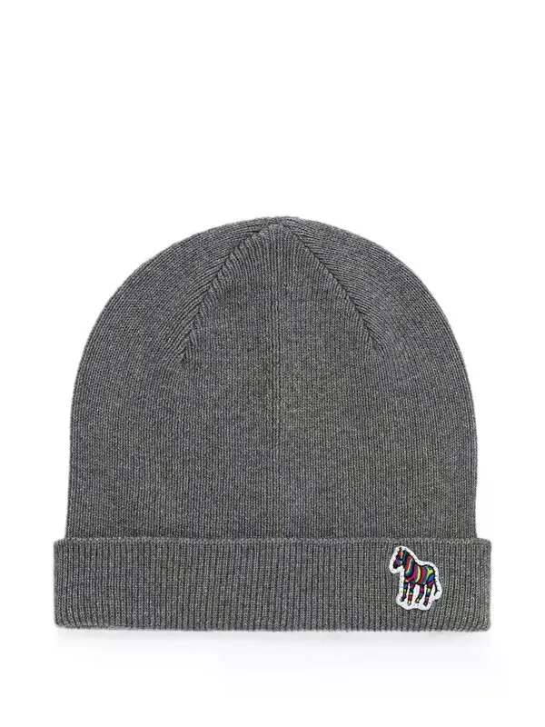 Paul Smith Zebra-patch Beanie Hat - Grey