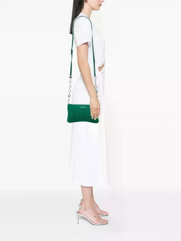 Miu Miu Matelasse Nylon Crystal Chain Crossbody Bag