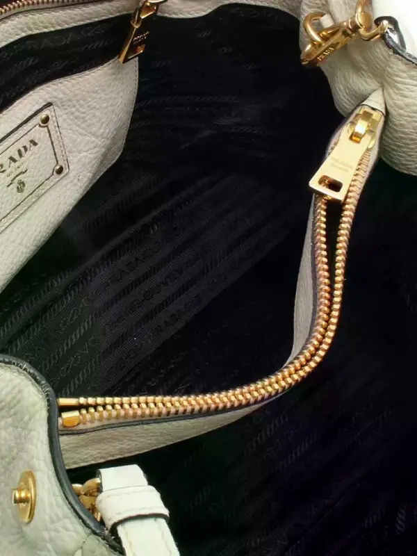 Prada Vitello Daino Double Zip Convertible Tote Satchel